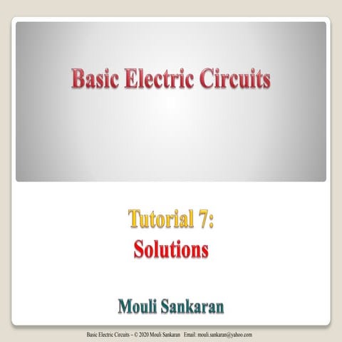 Basic Electric Circuits Tutorial 7 | PPT
