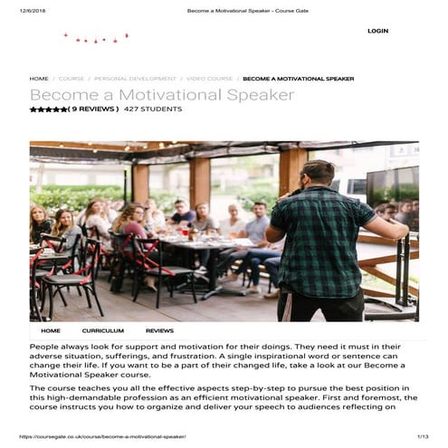 Become a Motivational Speaker - Course Gate | PDF