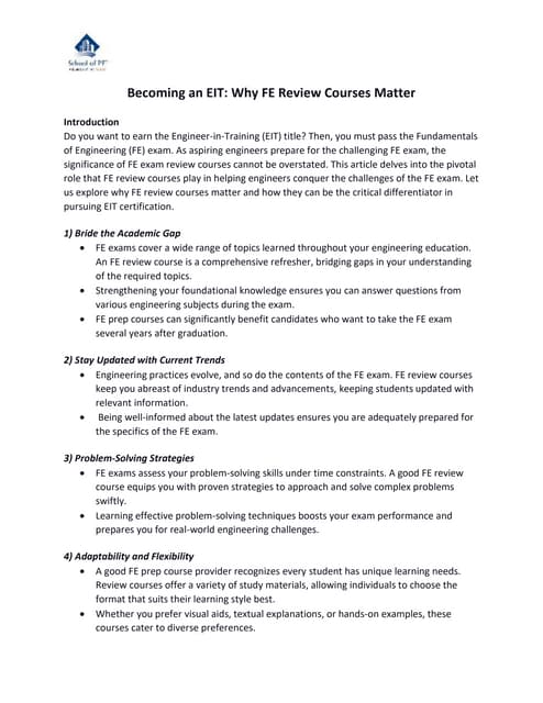 What is an FE Exam The Key Aspects You Should know | PDF