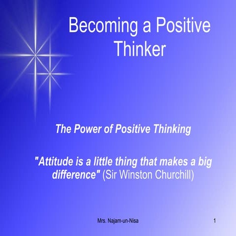 Becoming A Positive Thinker | PPT
