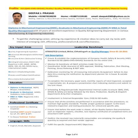 Deepak Resume (Quality) | DOCX