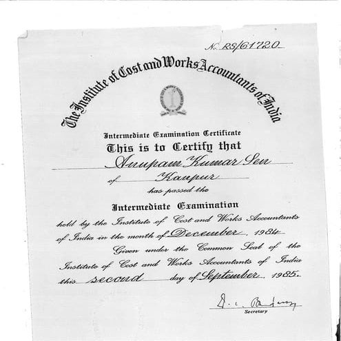 ICWA Inter Certificate | PDF