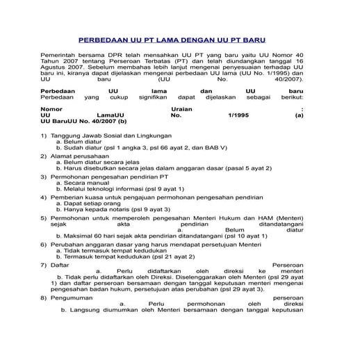 Beda UU PT Lama Dan Baru | DOC