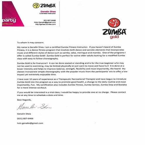 Zumba Gold Letter (with card)-2 | PDF
