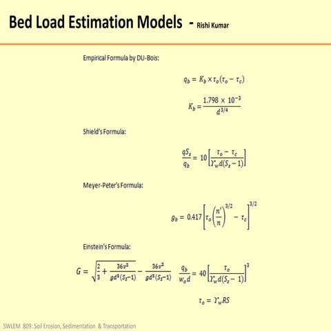 Bed load estimation model | PPTX