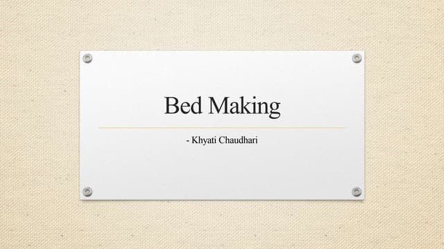 Bed making process | PPTX