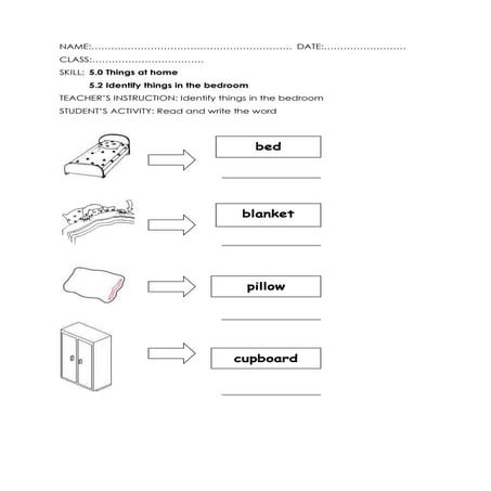 Bedroom worksheet | DOCX