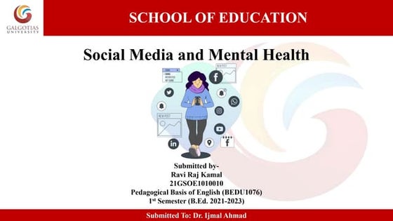 impact of social media on mental health.pptx | Social Networking | Internet