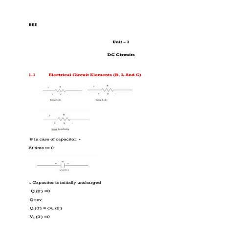 DC CIRCUITS ELECTRICAL CIRCUIT ELEMENTS (R, L AND C), VOLTAGE AND ...