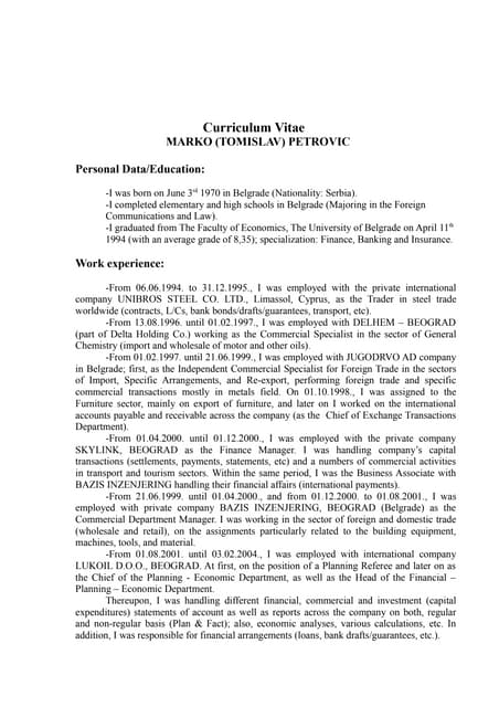 Draginja Manic CV - English | PDF