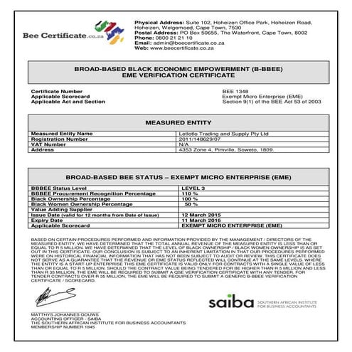 Bee certificate certificate level 3 | PDF