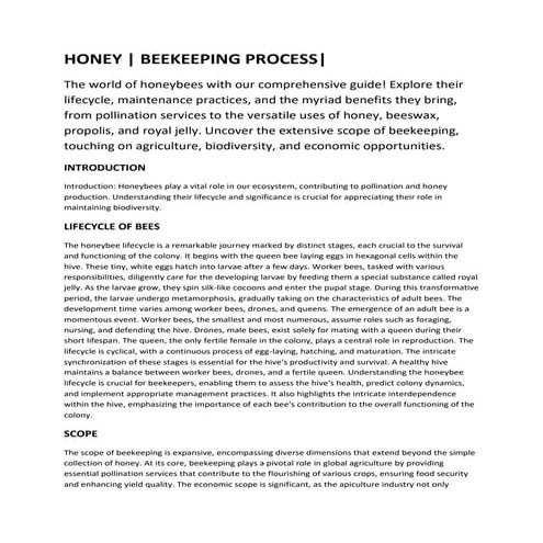 Project on Apiculture | DOCX