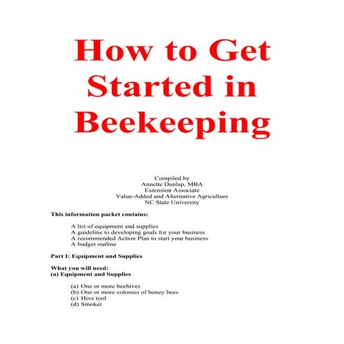 How to Get Started in Beekeeping | PDF