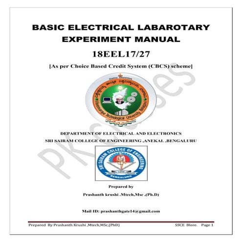 Basic electrical lab manual 2018 scheme | PDF
