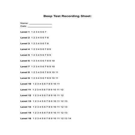 Beep test recording sheet | PDF