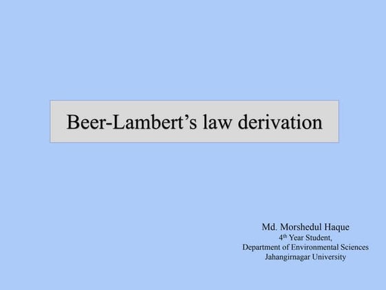 Beer lambert Law | PPT