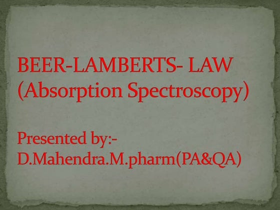 Determination of (a) Wavelength of maximum absorbance (λmax) and (b ...