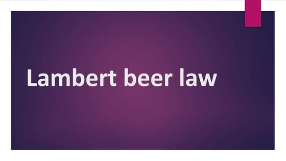 Beer lambert Law | PPT