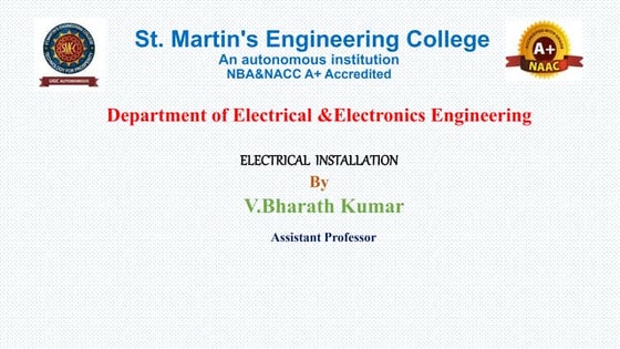 Electrical Installation PPT (Basic Electrical Engineering) | PPTX