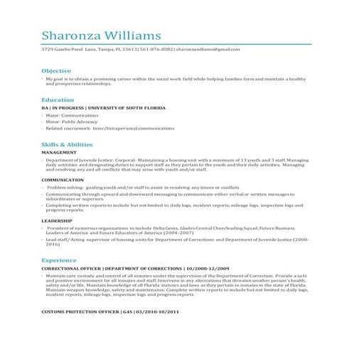 Sharonza Williams revised resume1 | DOCX