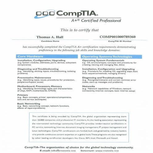 CompTIA A+ Exam Scores | PDF