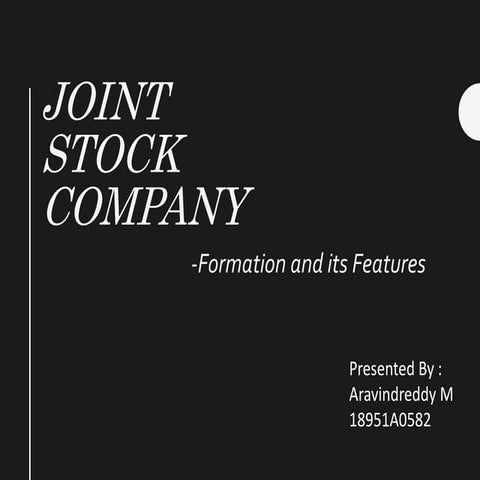 Joint Stock Company formation and features | PPTX
