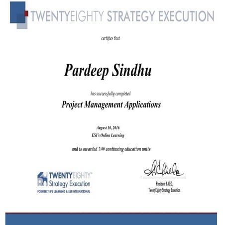 Project Management Applications Course Completion Certificate | PDF