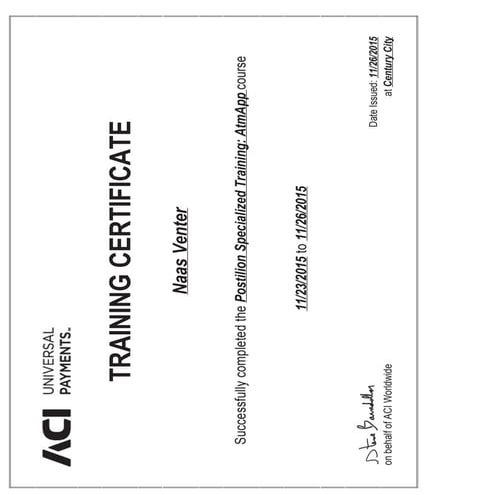 PostilionSpecializedTrainingCertificateATMApp | PDF