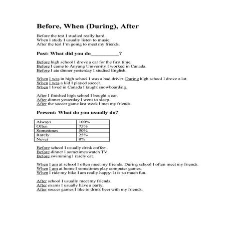 Before When After Unit 5 | DOC