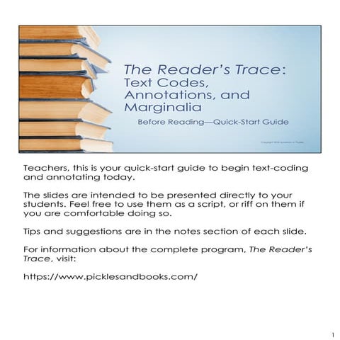 Close Reading with Annotations and Text Codes: Before Reading | PDF