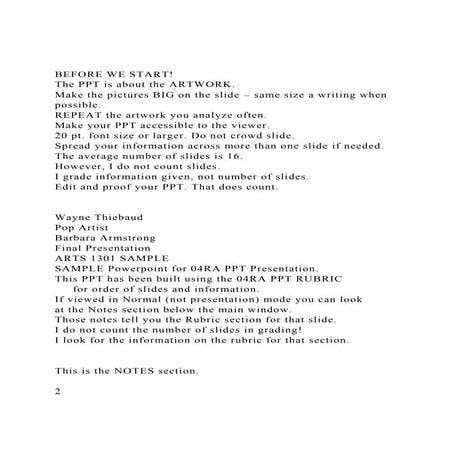 BEFORE WE START!The PPT is about the ARTWORK. Make the pictu.docx