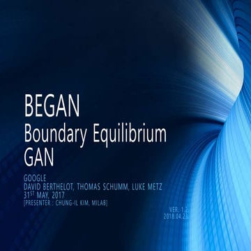 Began Boundary Equilibrium Generative Adversarial Networks Ppt