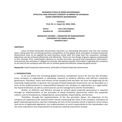 EFFECTIVE AND EFFICIENT CONCEPT IN ORDER TO ESTABLISH GOOD CORPORATE ...