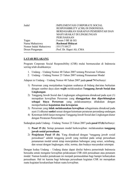 CORPORATE SOCIAL RESPONSIBILITY (CSR) | PPT