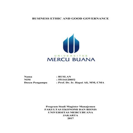 BE&GG, Ruslan, Hapzi Ali, Corporate Social Responsibility, Universitas Mercu Buana, 2017 | PDF