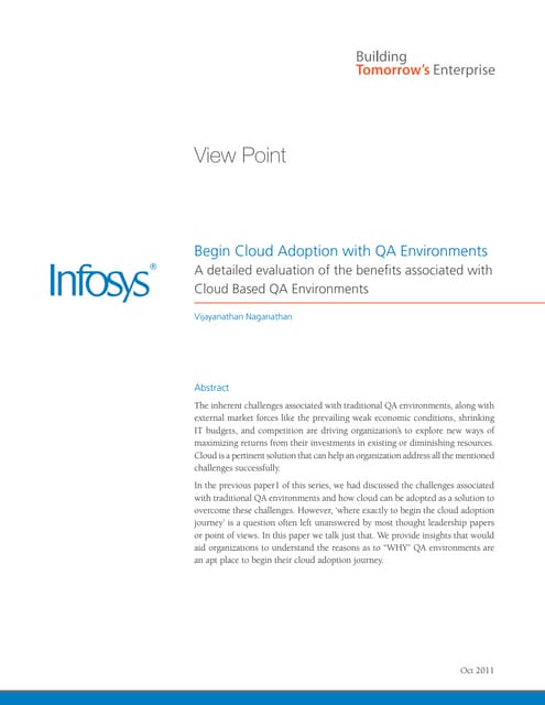 Begin Cloud Adoption with QA Environments | PDF Begin Cloud Adoption with QA Environments | PDF