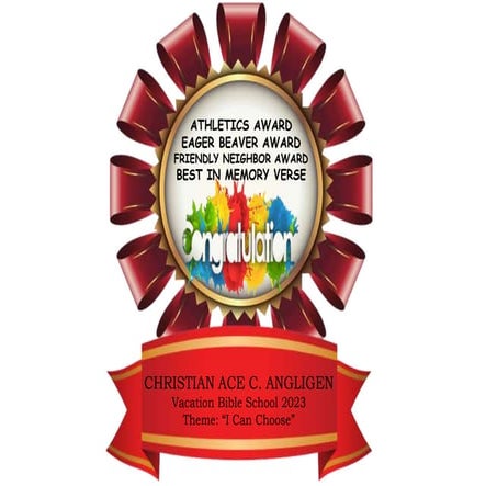 Award template for beginner students of DVBS | PPTX