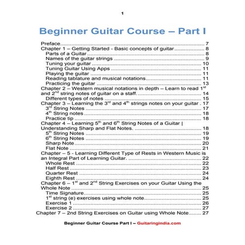 Beginner Guitar Course - Part 1 | PDF
