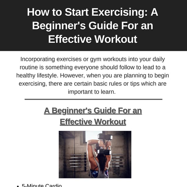 Beginners guide for an effective workout | PDF