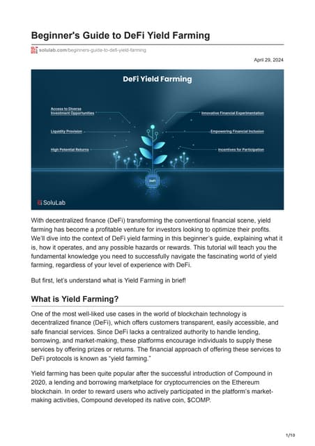 The Ultimate Guide To A Beginner's Guide to DeFi Yield Farming | PPT