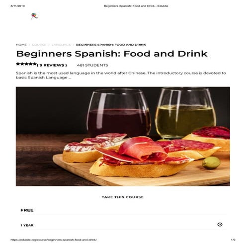 Beginners Spanish_ Food and Drink - Edukite | PDF