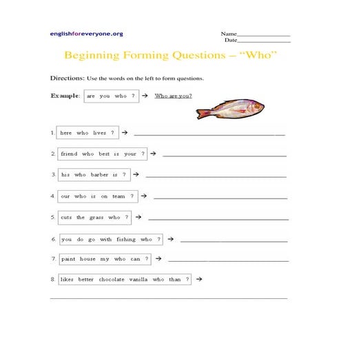 Beginning forming questions who | PDF