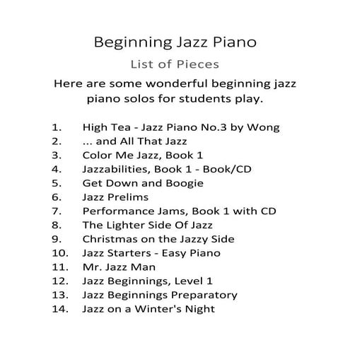 Beginning Jazz Piano | PDF