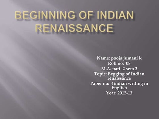 Renaissance in india | PPTX | Hinduism | Religion & Spirituality