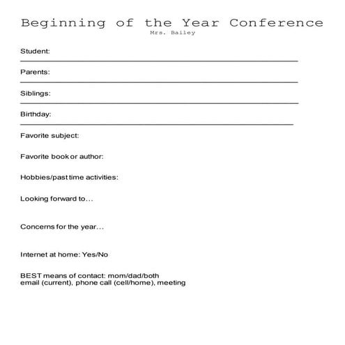 Beginning of the year conference | DOCX