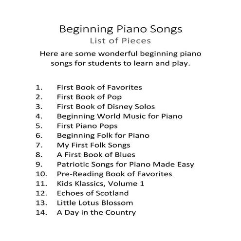 Beginning piano songs | PDF