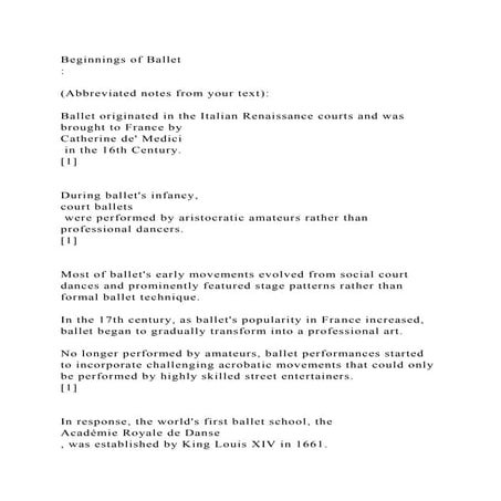 Beginnings of Ballet(Abbreviated notes from your text)Ba.docx