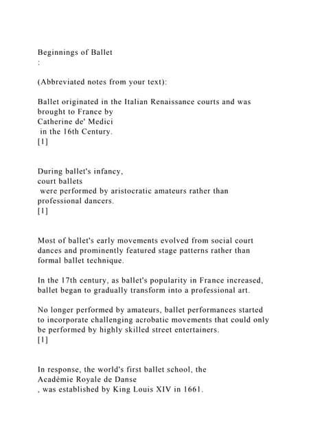 History of ballet | PPTX | Dance | Fine Art