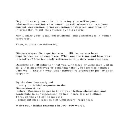 Begin this assignment by introducing yourself to your classmate | PDF