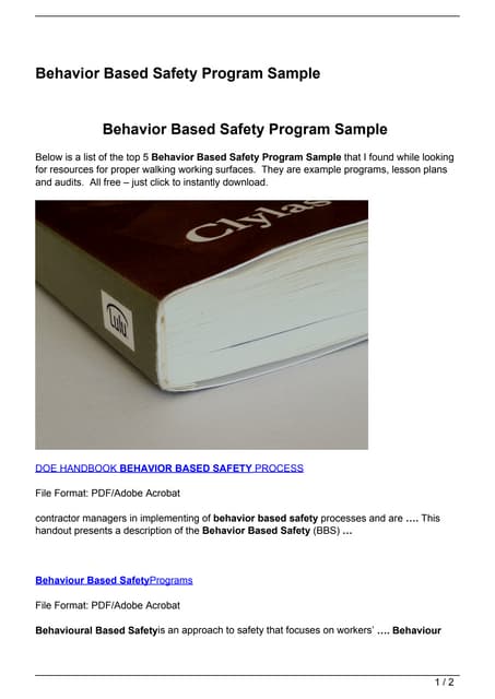 BEHAVIOR BASED SAFETY OBSERVATION FORM